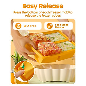 KEMETHY Silicone Freezer Trays with Lid, 2 Pack Silicone Soup Freezer Molds, BPA Free Soup Freezer Containers, 1 Cup Silicone Freezer Molds for Soup, Broth, Sauce and Ice