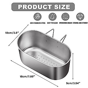 2PCS Stainless Steel Sink Drain Strainer Basket, Multifunctional Hanging Sink Strainer Colander Drain Basket for Filter Kitchen Waste and Wash Vegetables Fruits