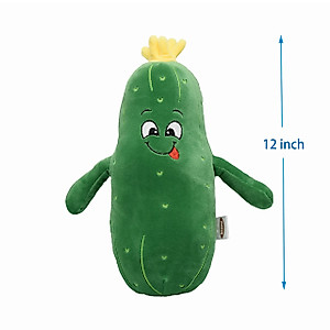 BABOLI Adorable Pickle Stuffed Animal Cucumber Plush Plant with Smile Face and Yellow Corolla Pretty Cute Plushie Toy Gift for Any Pickle Lover 12 Inches (Naughty-L)