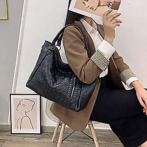 DDQYYSPP Handbags and Purses for Women Leather Shoulder Bag Skull Print Satchel Fashion Top-Handle Tote Ladies Wallet