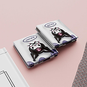 Sicpfuj Cute Mini Compact Mirror for Women and Girls, PU Leather Travel Makeup Mirror with 1X/2X Magnifying, Unique Gift Idea, 2.7 Inch