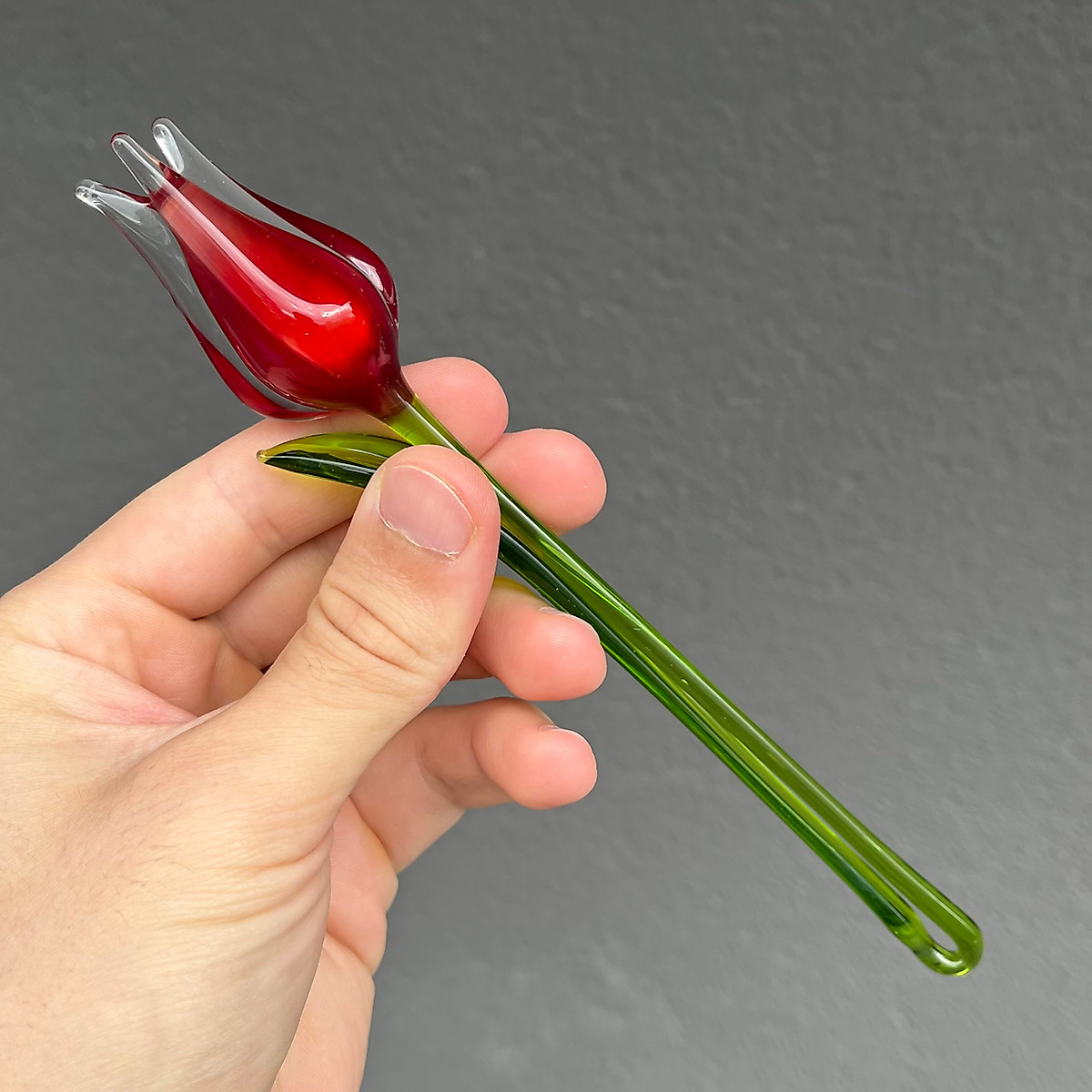 Red Glass Tulip Flower - Tulip Ornaments Figurine - Blown Flower Sculpture - Art Decor for Garden - Decoration for Plants - Flower Gifts