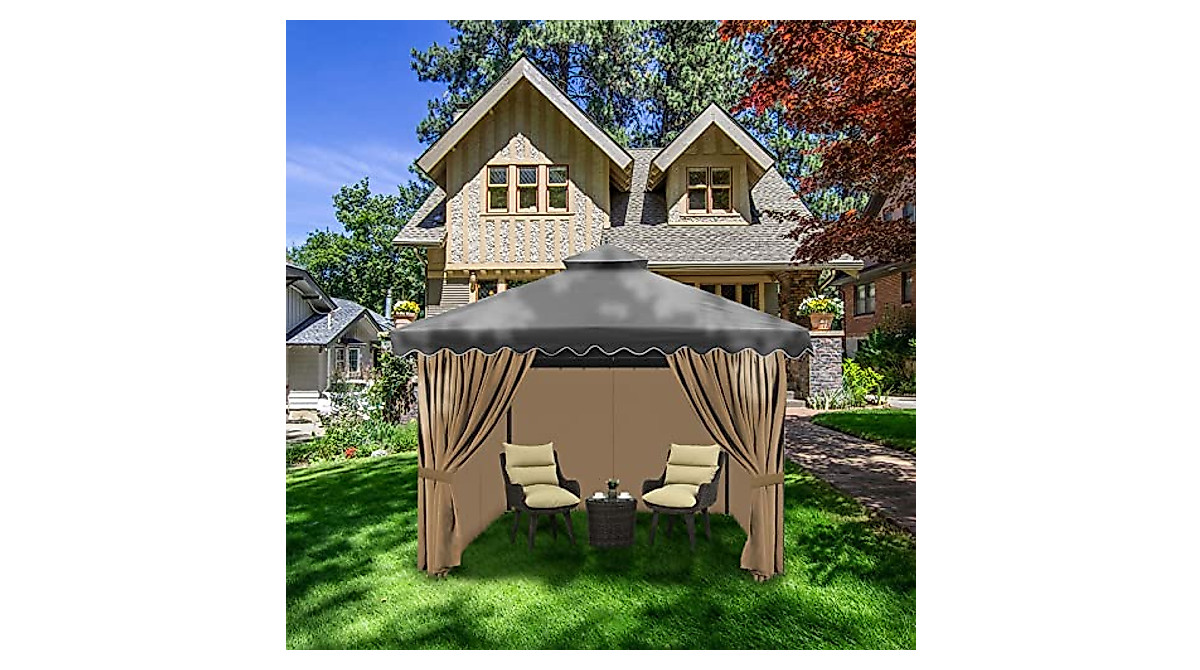 AONEAR Gazebo Privacy Curtains with Zipper 4-Panels Side Wall Universal ...