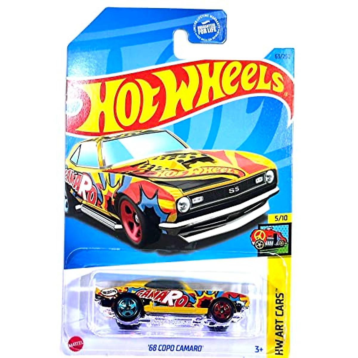 Hot Wheels - COPO Camaro - '68 - Yellow - HW Art Cars 5/10-2023 - Mint/NrMint - Ships Bubble Wrapped in a Correct Size Box