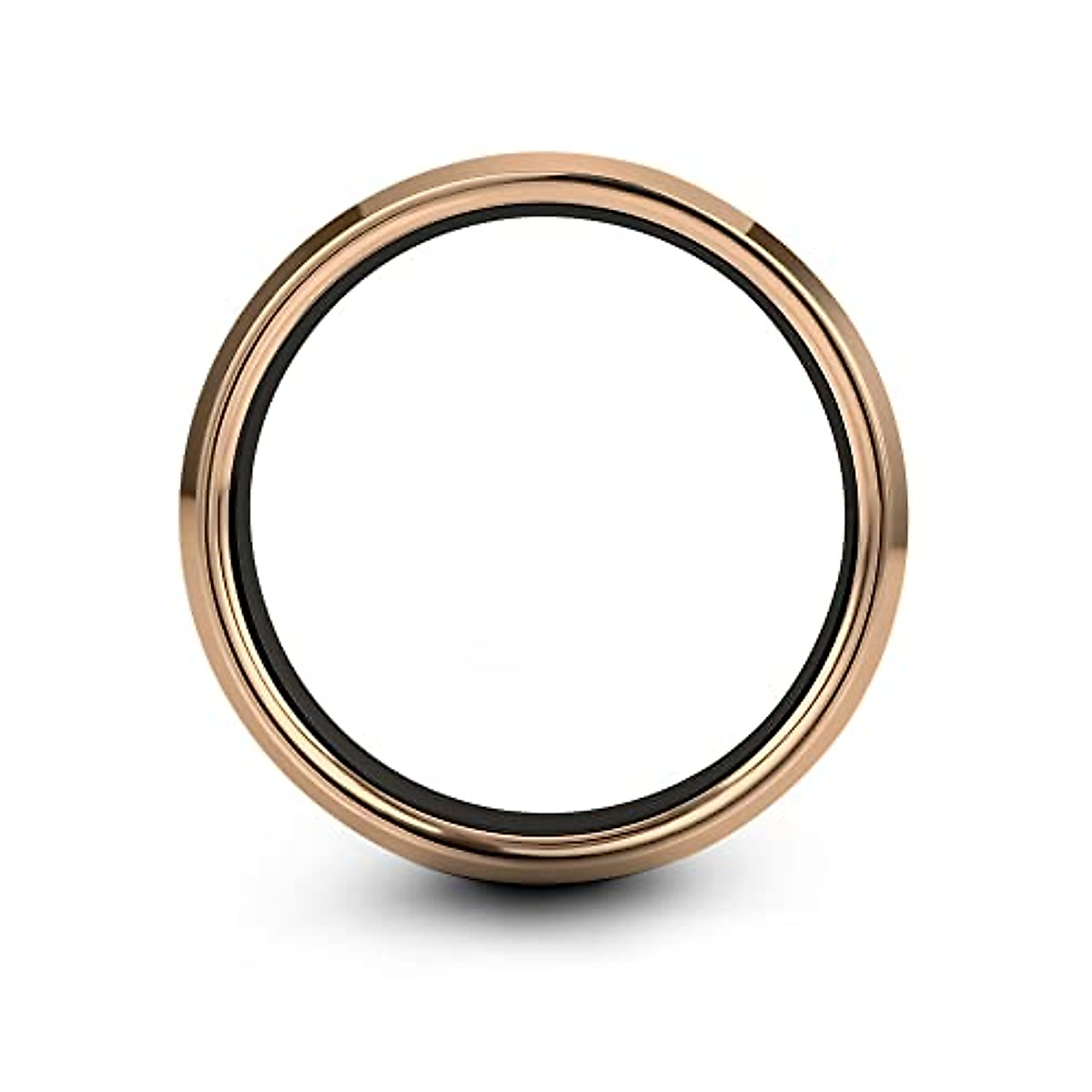 18K Rose Gold Woman's Promise Band Set Tungsten 18K Rose Gold and Black Rings for Mens Plain 18K Rose Gold Rings Engagement Present meaningful 60th birthday gifts for him Size 6.5