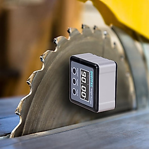 Digital Angle Gauge, eOUTIL Angle Finder Mini Digital Level Protractor Inclinometer with V-Groove Magnetic Base - Cube Level Box for Woodworking, Table Saw, Construction, Machinery, Masonry (Grey)