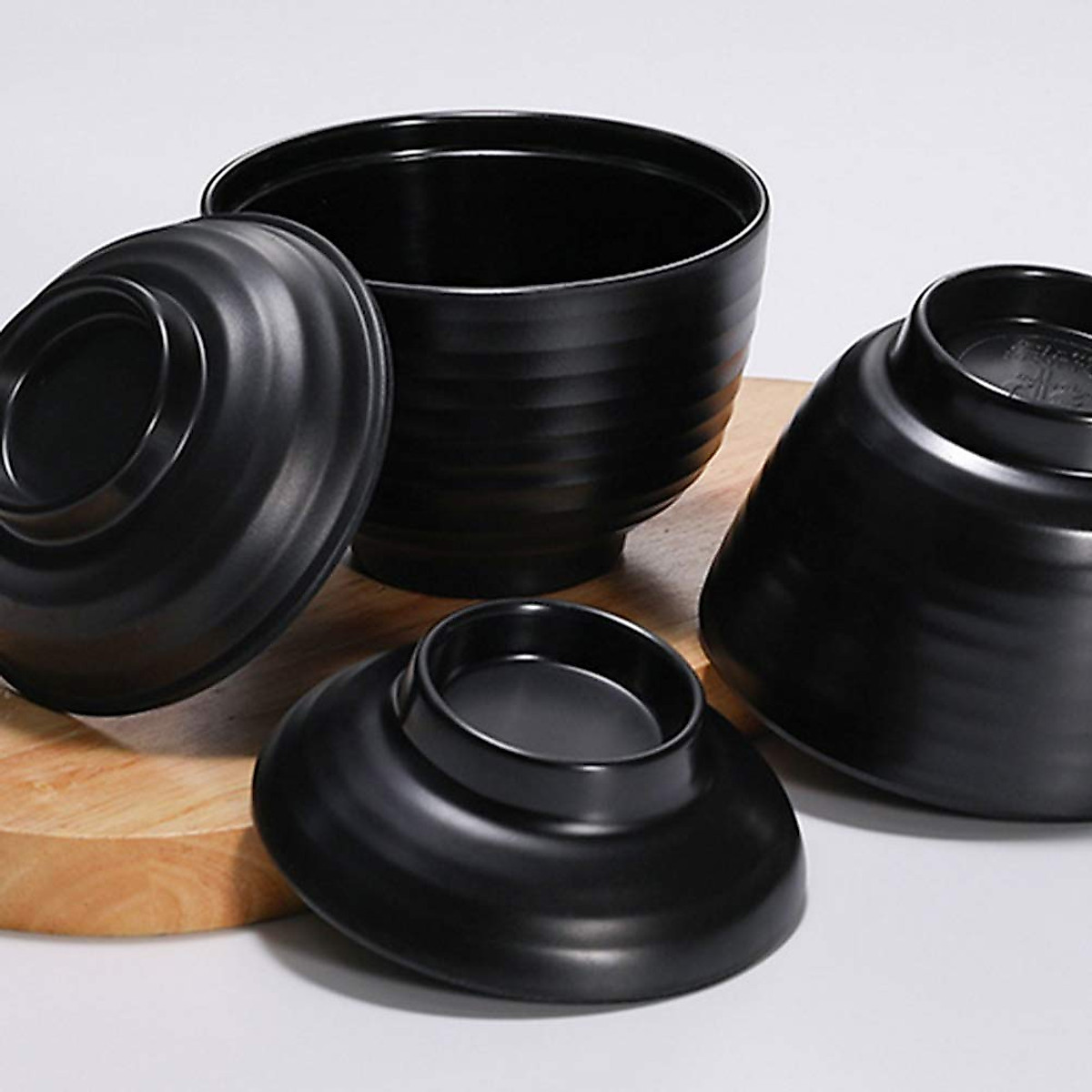 FRCOLOR Japanese Soup Bowls Melamine Miso Bowl, Japanese Soup Bowls Rice Bowl with Lid for Soup Rice Dessert (9CM) Miso Soup Bowls