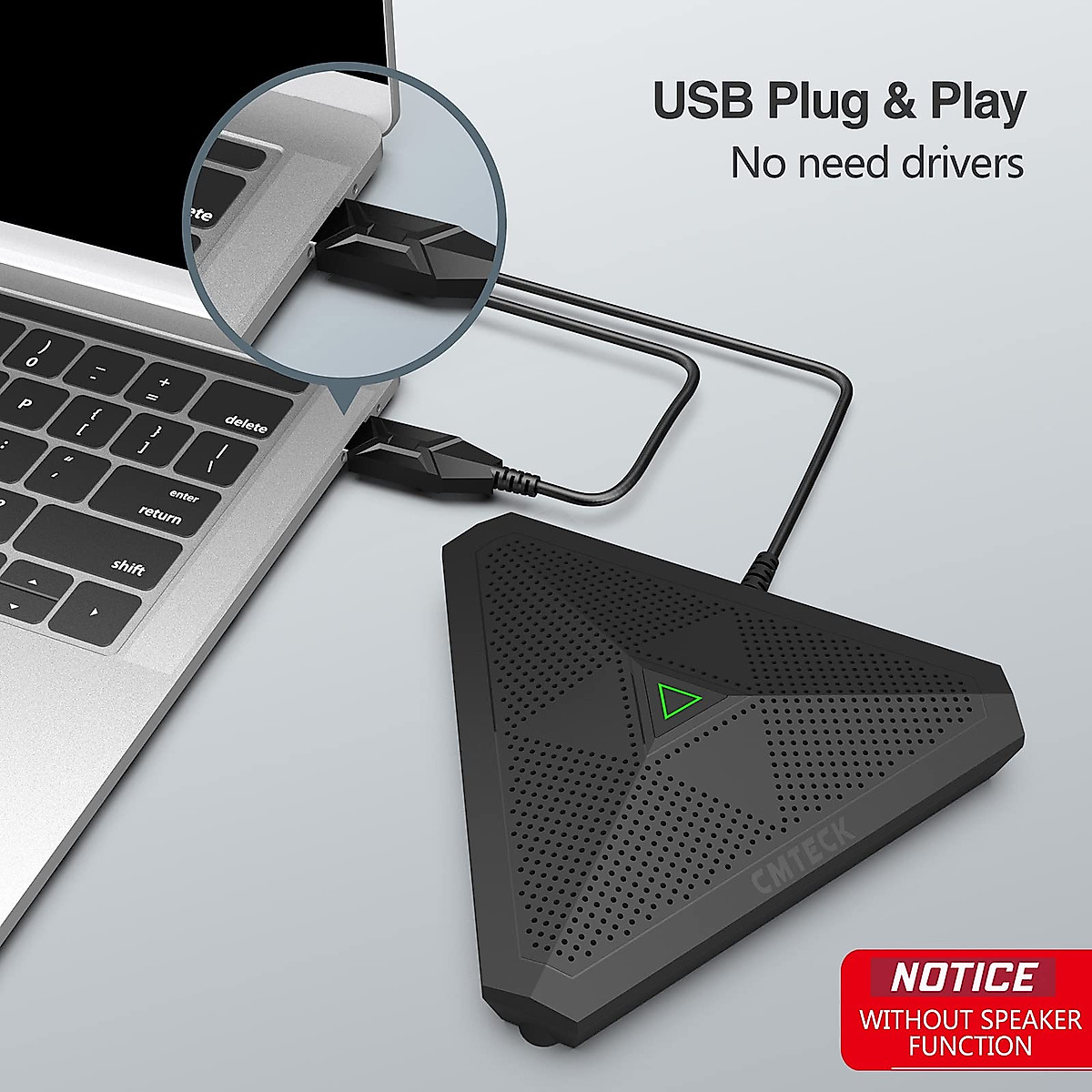 CMTECK Conference USB Microphone, Mute Button, Omnidirectional Condenser Boundary Mic for Recording, Streaming, Gaming, Skype (Windows/macOS)-Without Speaker