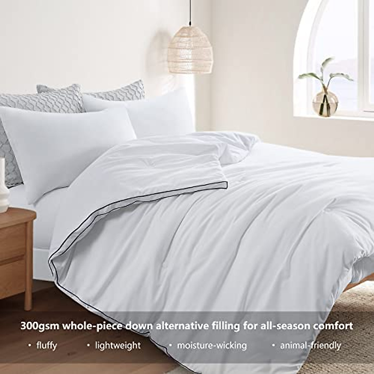 RUIKASI Fluffy Duvet Insert King - Soft Lightweight Summer Cooling Comforter King Size White, Down Alternative, 102x90, Hotel Collection Duvet with Corner Tabs, Machine Washable