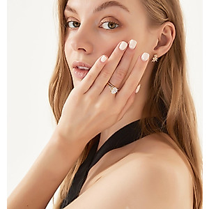 TIGRADE 3CT Engagement Ring Oval Cut Cubic Zirconia Promise Ring Round CZ Eternity Wedding Band for Women Size 3-12, Gold, Size 6