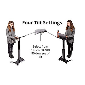 Stand Up Desk Store Pneumatic Adjustable Height Tilting Laptop Lectern Speakers Podium (Black, 25.5" Wide)