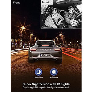 Dual Dash Cam Front and Inside 1080P Dual Dash Camera for Cars CHORTAU Front Inside Dashcams for Cars with Infrared Night Vision,Parking Monitor for Truck and Taxi Driver