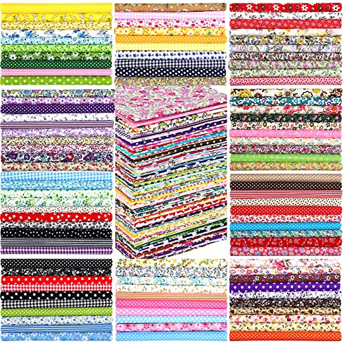 300 Pcs 4" x 4" (10 cm x 10 cm) Precut Cotton Craft Fabric Bundle Squares Floral Patterns Sewing Quarters Bundle Quilting Fabric DIY Material for Sewing Fabric Scraps Squares Sheets Patchwork for Kids