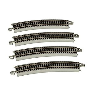 Bachmann Trains - Snap-Fit E-Z TRACK 22” RADIUS CURVED TRACK (4/card) - NICKEL SILVER Rail With Gray Roadbed - HO Scale