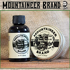 Mountaineer Brand Heavy Duty Beard Balm 2oz (Original Scent) and Beard Oil 2oz (WV Timber) The Ultimate Beard Conditioning Combo Pack