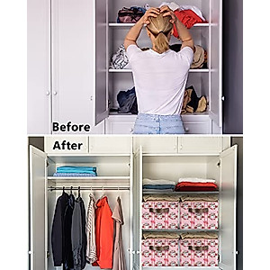 Bunny Large Storage Baskets Bins Easter Rabbits Spring Pink Flower Plant Leaves Collapsible Storage Box Laundry Organizer for Closet Shelf Nursery Kids Bedroom （1pc)