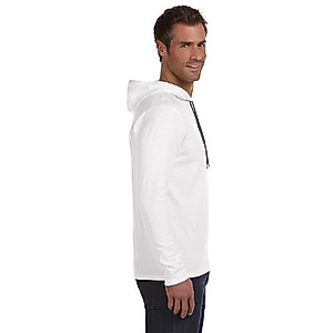 Anvil 987AN Ringspun Long-Sleeve Hooded T-Shirt - White/Dark Grey -S