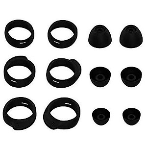 ALXCD Eartips Kit Replacement for Galaxy Buds+ Galaxy Buds Plus Headphone, S/M/L 3 Pairs Silicone Ear Tips, S/M/L 3 Pairs Earhooks, Fit for Galaxy Buds + Plus SM-R170 SM-R175 Headphone, Black
