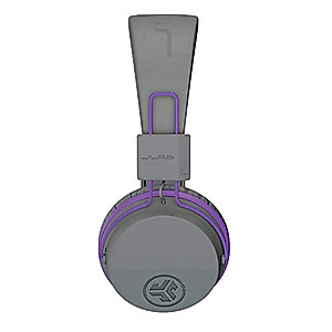 JLab Audio JBuddies Studio Bluetooth On-Ear Kids Headphones | 13 Hour Battery Life | Studio Volume Safe | Volume Limiter | Folding | Adjustable | Noise Isolation | with Mic | Gray/Purple