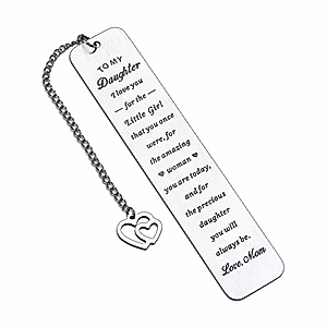 Daughter Gifts Bookmark from Mom Stepmom Christmas Birthday Valentines Day Graduation Mothers Day Gifts for Women Daughter Girl Inspirational Bookmark 8th Grade Teenage Girls Back to School Gifts