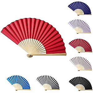 RAZZUM Decorative Folding Fans Solid Hand Held Paper Fans Bamboo Folding Fans Handheld Folded Fan for Party Hand Fan Cool Bamboo Flower Personalized fan