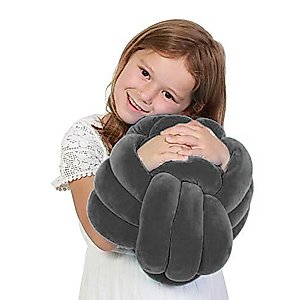 Playlearn 10” Grey Cuddle Ball Sensory Pillow – Plush Toy Hugging Pillow – Calming Stress Relief Toy for Kids