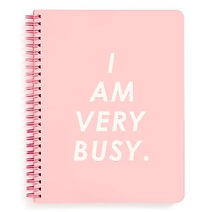 ban.do Rough Draft Mini Spiral Notebook, 9" x 7" with Pockets and 160 Lined Pages, I Am Very Busy