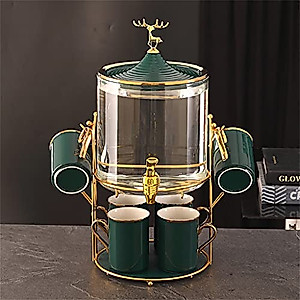 EVANEM with Faucet Glass Cool Kettle Living Room Ceramic Cup Set Tea Cup Set Fruit Tea Bucket Cold Kettle (Color : E, Size : As the picture shows)