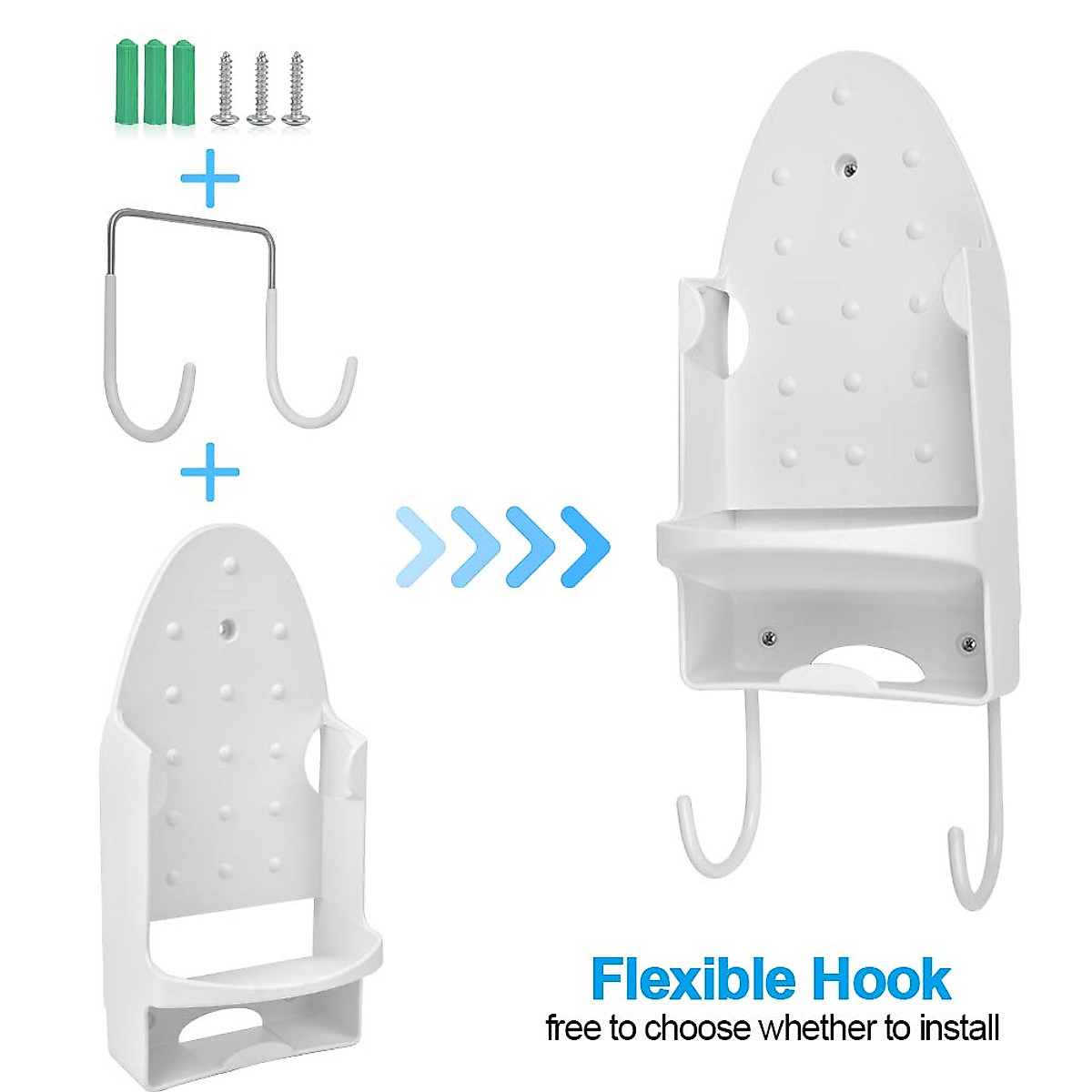 Ironing Board Hanger Wall Mount Iron Hanger Ironing Board Rack Electric Iron Holder Household Bathroom Shelf - for Max 5 inch Width