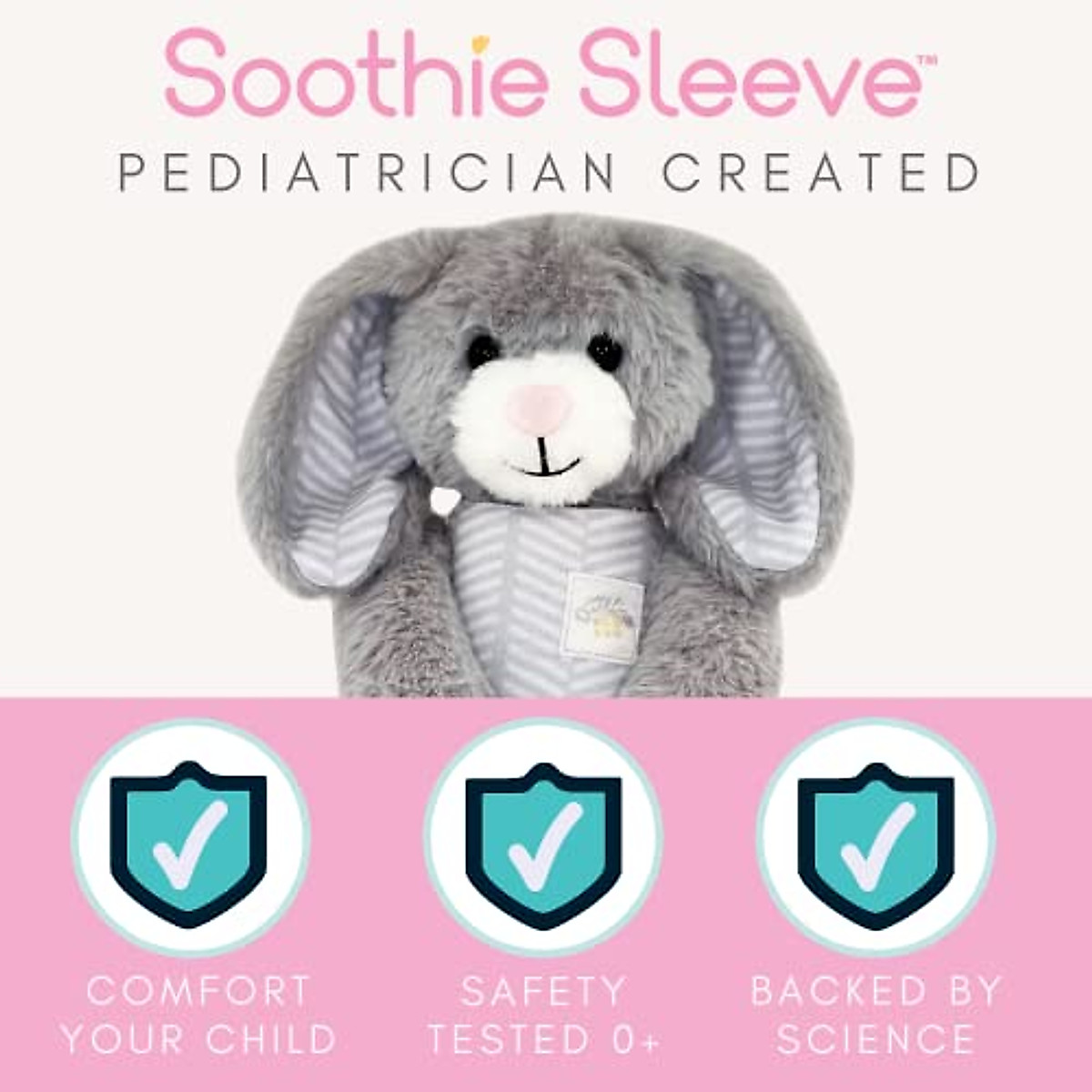 Soothie Sleeve Plush Comforts with Parent's Scent | Pediatrician Designed (Fussy, Crying Baby or Child. Separation Anxiety, Shower, Hospital, NICU Gift), Baxter The Bunny