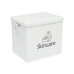 Xbopetda Skincare Organizers, 2-Tier Bathroom Counter Organizer, Metal Makeup Organizer for Vanity, Cosmetic Skincare Storage Box with Removable Tray, Ideal for Bedroom, Vanity & Bathroom - White