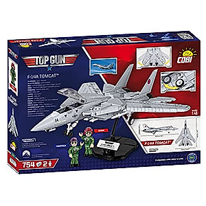 COBI Top Gun F-14A Tomcat Fighter Plane - 1:48 Scale 754 Piece Building Set with Maverick and Goose Figures