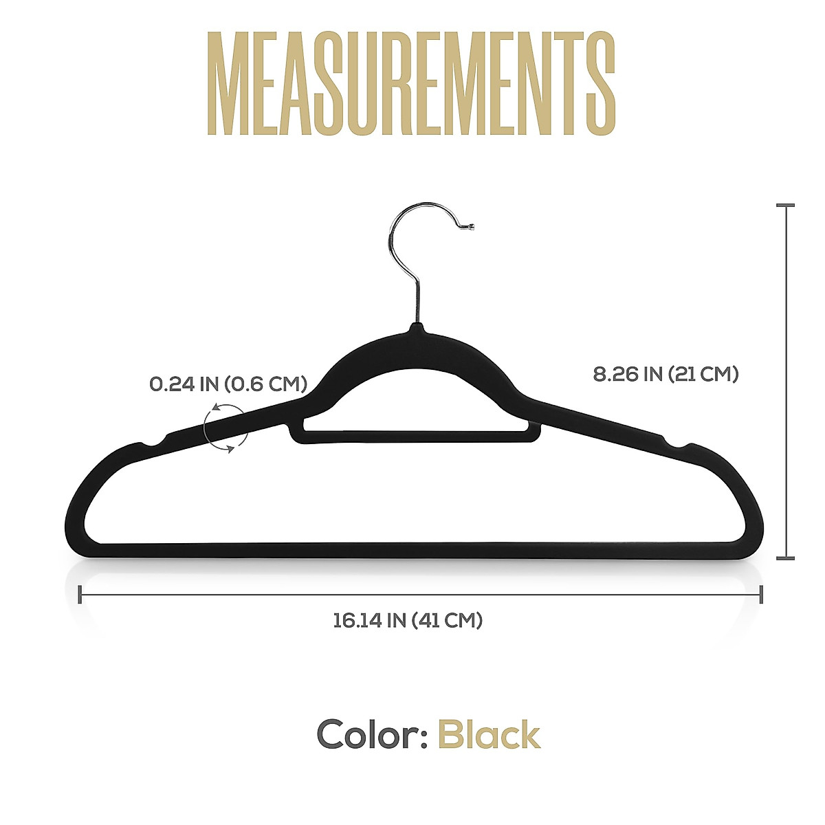 Utopia Home Premium Velvet Hangers 50 Pack - Non-Slip Clothes Hangers with Tie Bar - Black Hangers - Standard Hangers with 360 Degree Rotatable Hook - Heavy Duty Coat Hangers