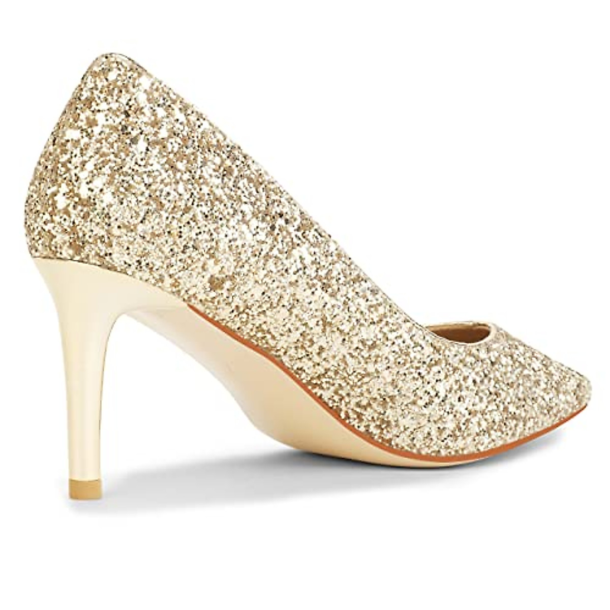 Modatope Women's Gold Pumps High Heels Closed Pointed Toe Stiletto Heeled Sexy Wedding Dressy Slip On Shoes for Bride Size 6.5