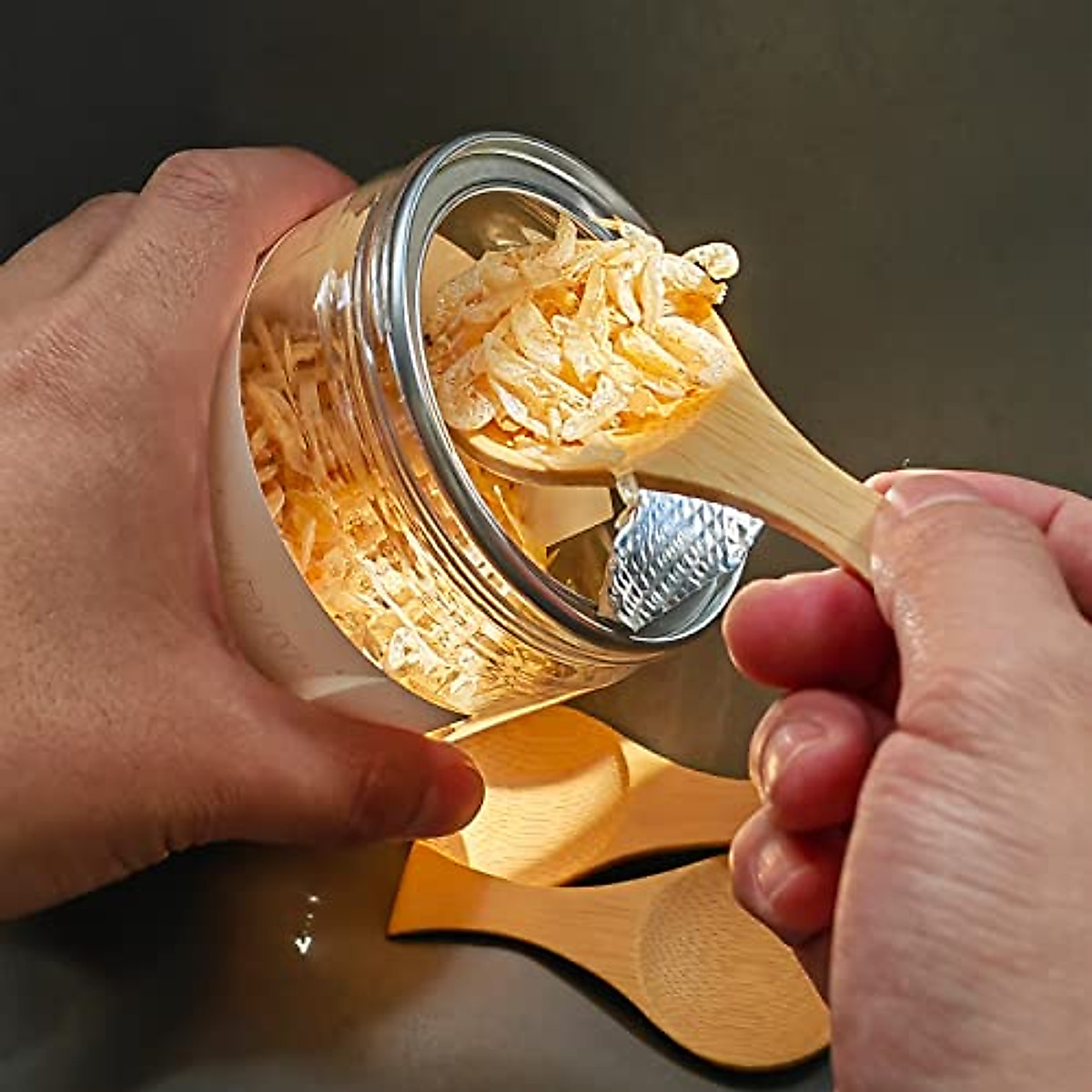 HYMAOME 4pcs Wooden Tea Spoons Little Salt Scoop Small Natural Wood Spice Jars Spoon for Scooping Jam/Ice Cream/Honey/Coffee/Sugar/Butter