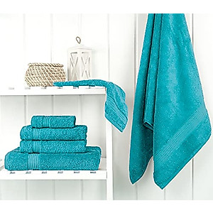 Cotton Paradise 6 Piece Towel Set, 100% Turkish Cotton Soft Absorbent Towels for Bathroom, 2 Bath Towels 2 Hand Towels 2 Washcloths, Aqua Blue Towel Set