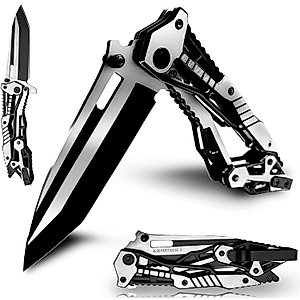 CIZPIROK 8.3 Inch Mechanical Style Folding Knife Cool Pocket Knife with Clip - Kinematic Pivot Action Tactical EDC Folding Knives for Outdoor Survival, Camping, Hiking, Hunting, Gifts for Men, Dad