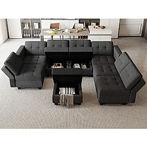 Belffin Modular Convertible Sectional Sofa Couch with Reversible Chaise U Shaped Couch Set with Storage Ottoman Sectional Modular Sofa with Storage Seats Dark Grey