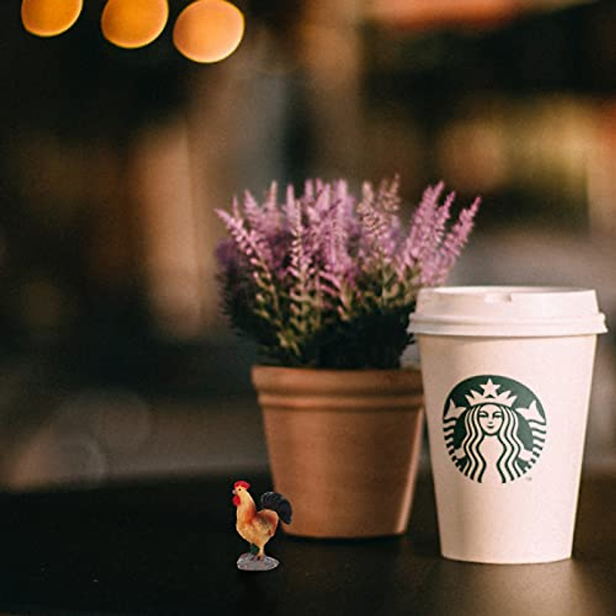 ARTIBETTER 4pcs Farm Animal Figurines Miniature Resin Hen Rooster Chicken Statues Sculpture for Bonsai Fairy Gardens Scene Micro Landscape Decor