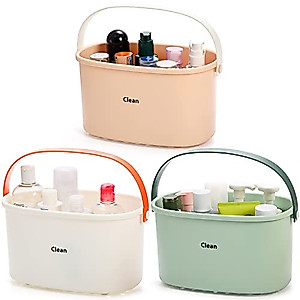Frcctre 3 Pack Plastic Storage Basket with Handle, Portable Shower Caddy Basket Tote Organizer Bin Cleaning Caddy for Bathroom, Kitchen, College Dorm