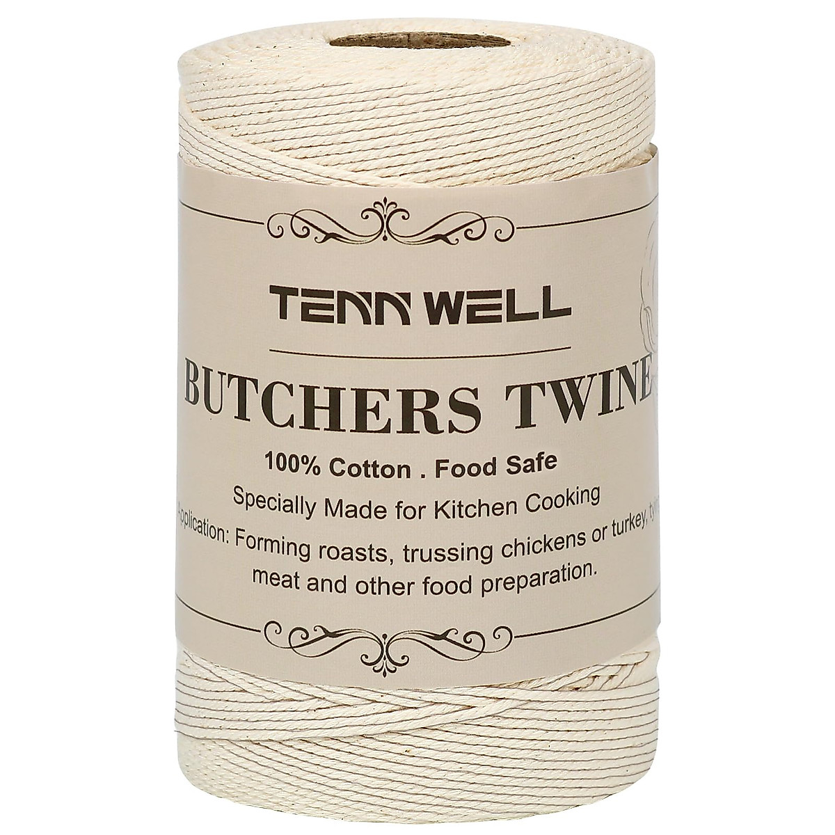 Tenn Well Cooking Twine, 3Ply 656Feet 1mm Food Safe Kitchen Cotton String Butchers Twine for Trussing Tying Poultry Roast Meat Making Sausage DIY Crafts