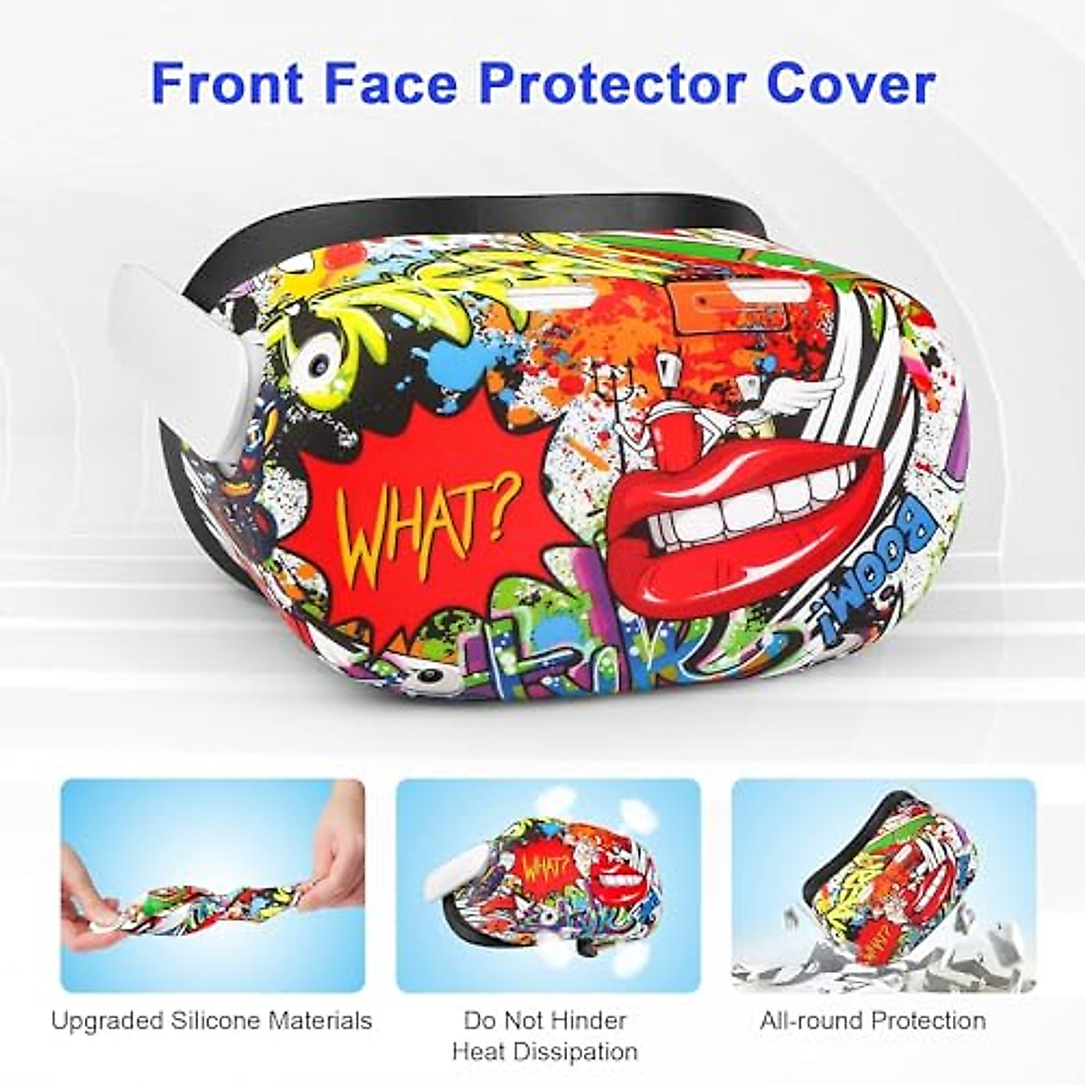 Relohas VR Accessories for Oculus Quest 2, Silicone Set for Meta Quest 2, Include Controller Grip Leather Cover, VR Shell Cover, Face Cover, Lens Cover and 10PCS Disposable Eye Cover(Street Graffiti)