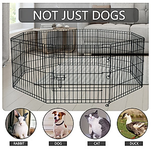 PETIME Foldable Metal Dog Exercise Pen/Pet Puppy Playpen Kennels Yard Fence Indoor/Outdoor 8 Panel 24" W x 24" H with Top Cover (with top Cover, 8 Panels 24" H)