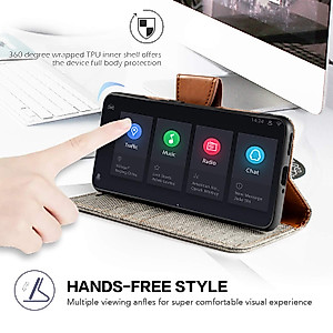 Shantime Oppo Reno 6 Pro+ 5G Case, Oxford Leather Wallet Case with Soft TPU Back Cover Magnet Flip Case for Oppo Reno 6 Pro Plus 5G Grey