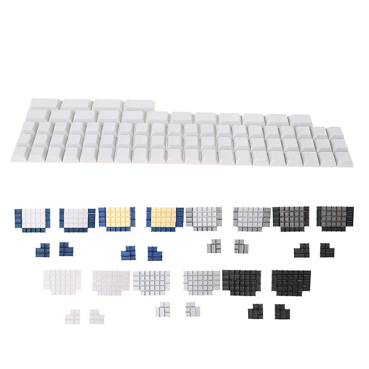 Kingjinglo Pbt Keycaps DSA Blank Keycaps for Ergodox Mechanical Gaming Keyboard DSA Profile Rainbow keycaps