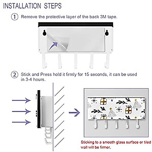 5 Hook Coat Rack Wall Mounted Xmas Gift Tree Pattern Hat Towel Pot Hook up with Storage Compartment for Cloakroom Bathroom Kitchen