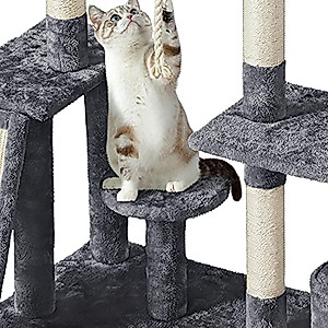 Yaheetech Multi-Level Cat Tree Cat Tower for Indoor Cats, Cat Condo with Scratching Posts, Cat Furniture Play Center, Plush Perch, Rotatable Cat Tree for Kittens/Large Cat, Dark Gray