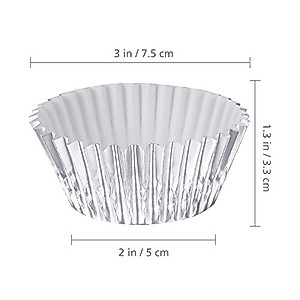 ROSENICE Cupcake Liners Aluminum Foil Cups Cake Muffin Molds for Baking (Silver) - 100 Pieces