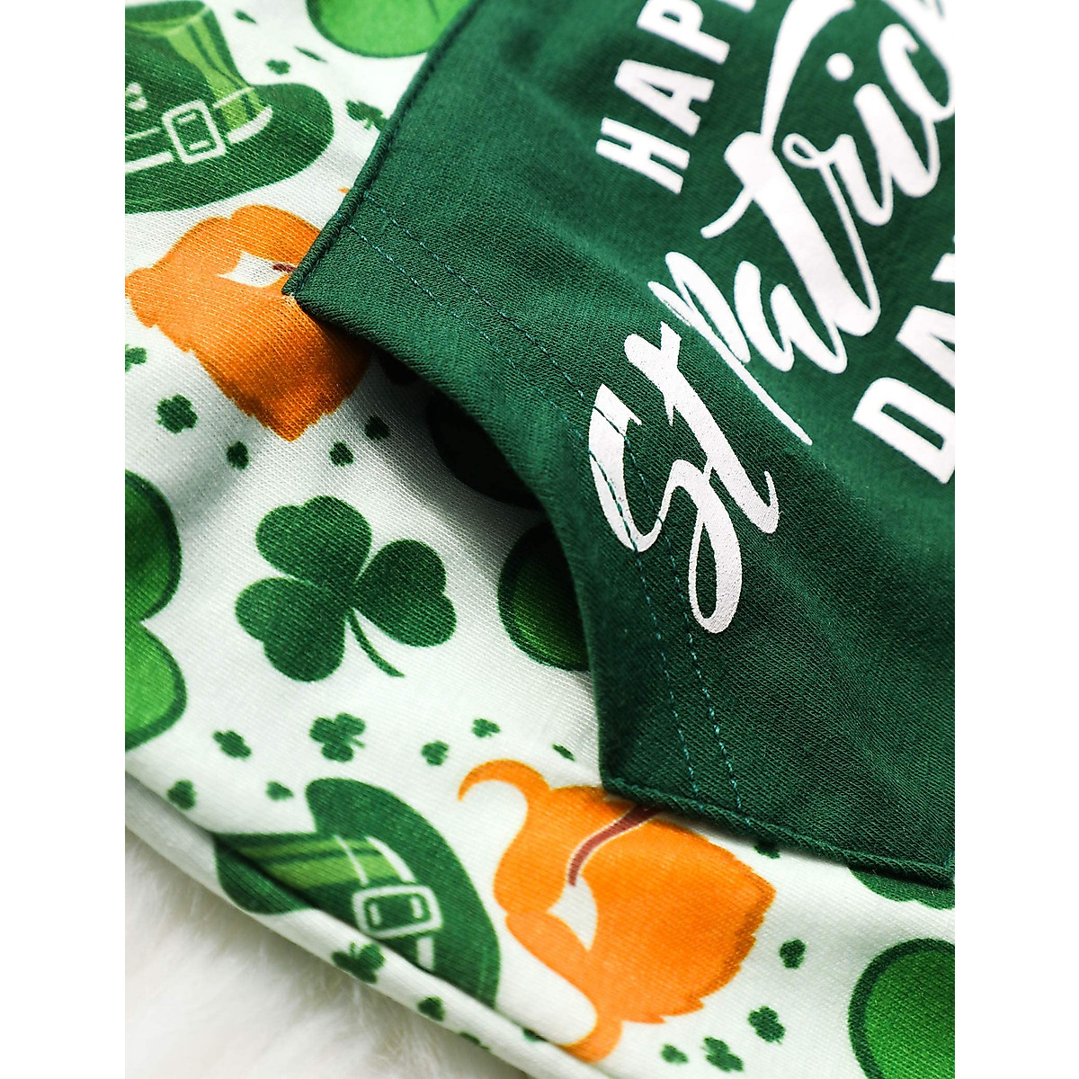 St Patricks Day Baby Boy Girl Outfit 12-18 Months Green Striped Long-Sleeved Four-Leaf Clover Onesie 3-Piece Set St. Patrick'S Day Toddler Boy Outfit Romper