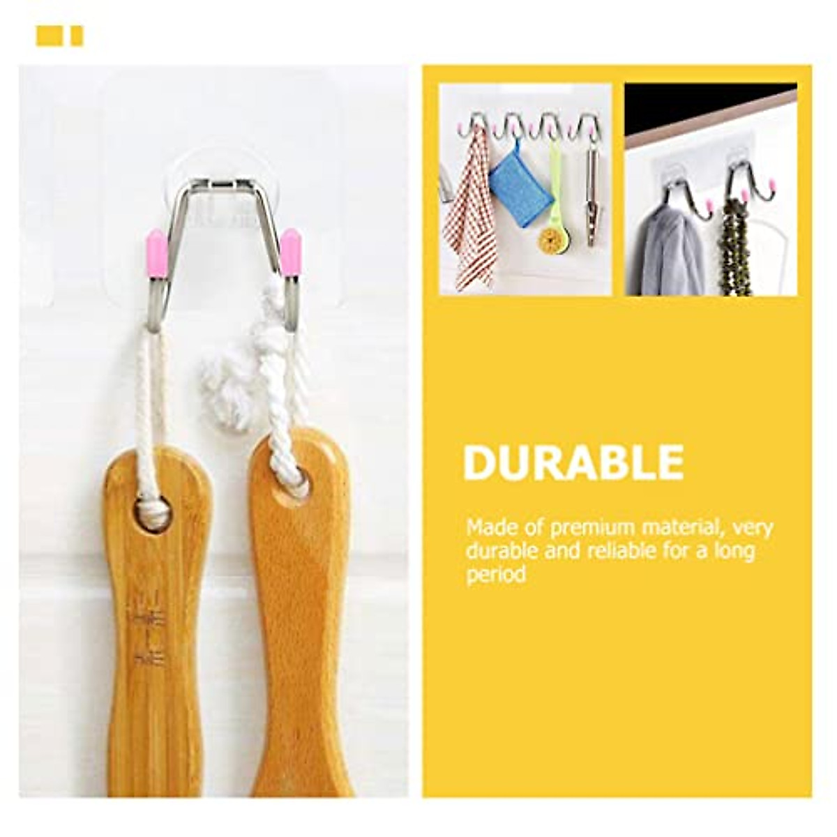 LIFKOME Wall Hooks for Hanging Heavy Duty Self Adhesive Hooks Waterproof Transparent Hooks Large Adhesive Hooks Sticky Wall Hooks Rustproof Stainless Steel Nail- Free Wall Hooks for Organization